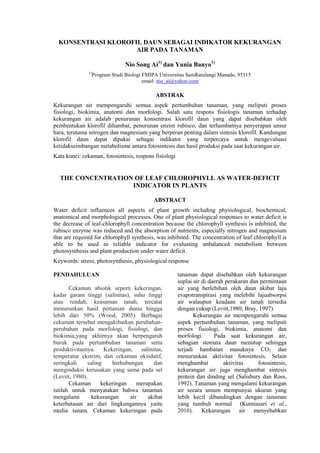 Konsentrasi Klorofil Daun sebagai Indikator Kekurangan Air pada Tanaman | PDF