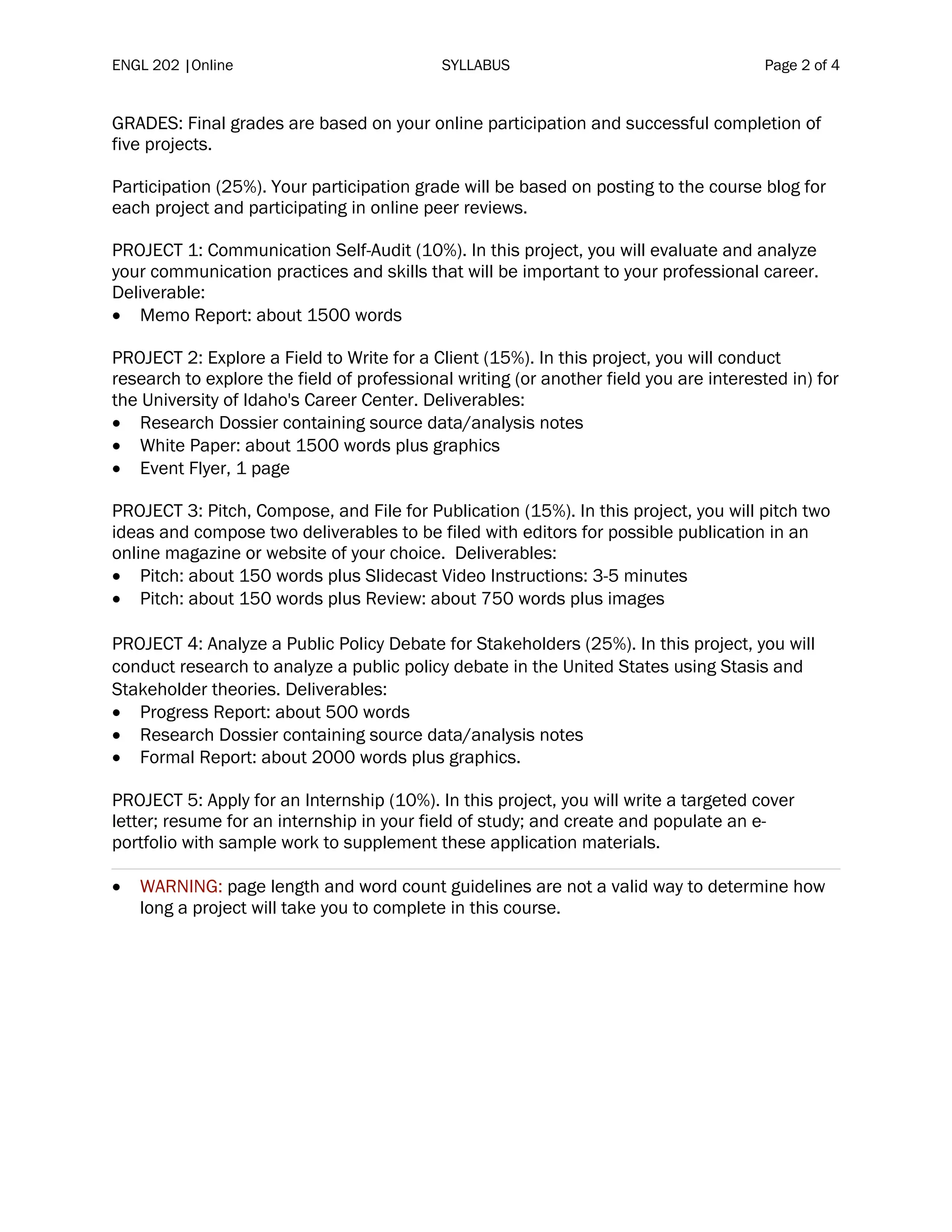 Online ENGL 202 Syllabus | PDF