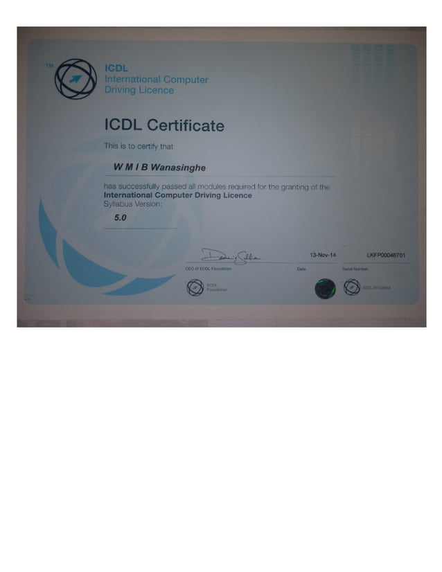ICDL Version 5.0 Certificate | PDF