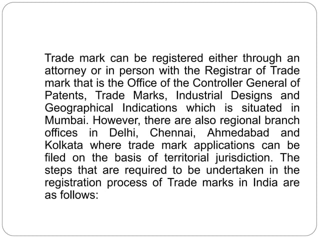 Trademark Registration Process | PPTX | Law