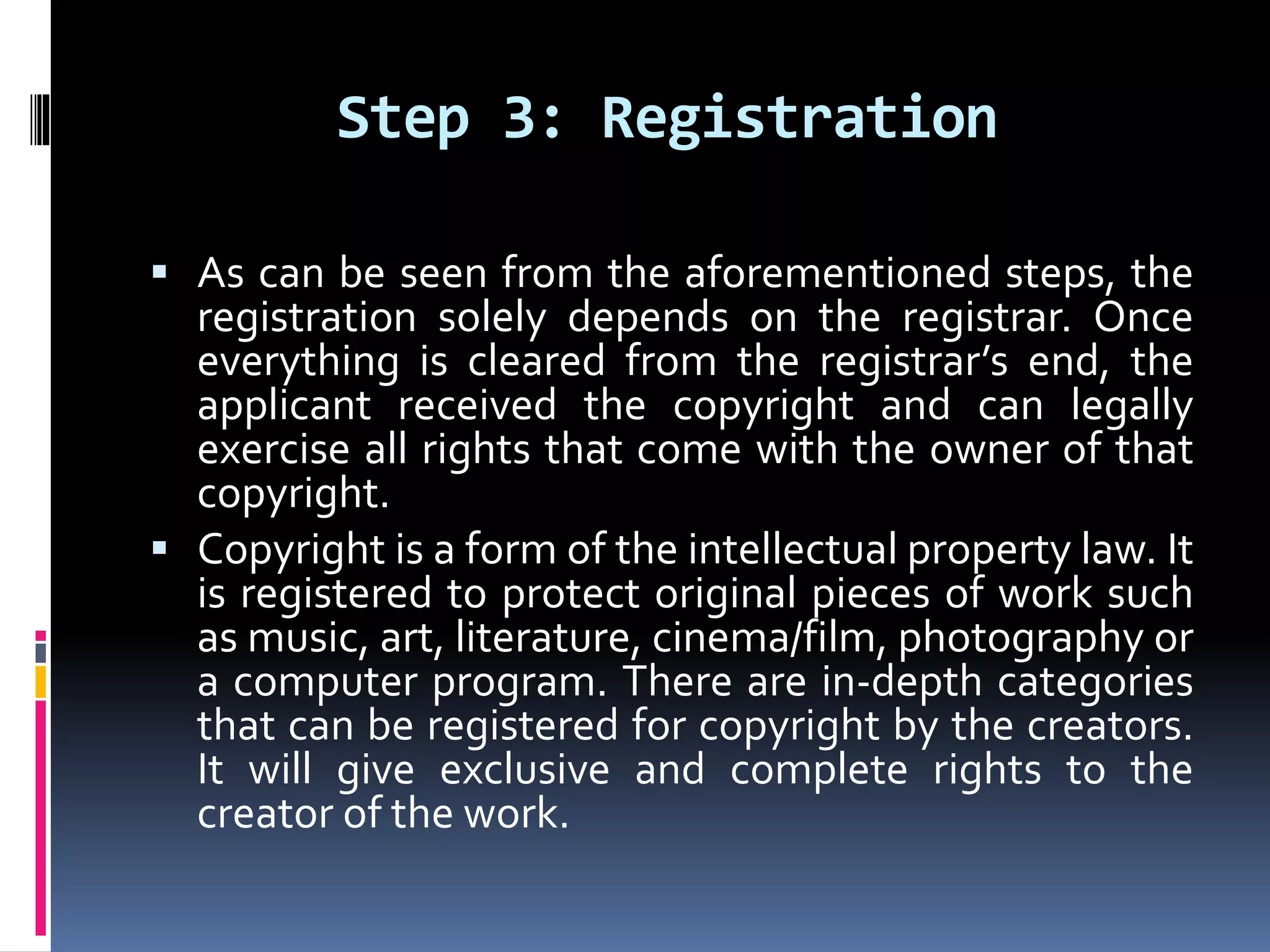 COPYRIGHT REGISTRATION PROCESS | PPTX