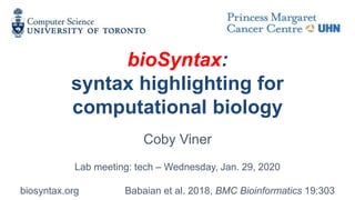 BioSyntax: syntax highlighting for computational biology | PPT
