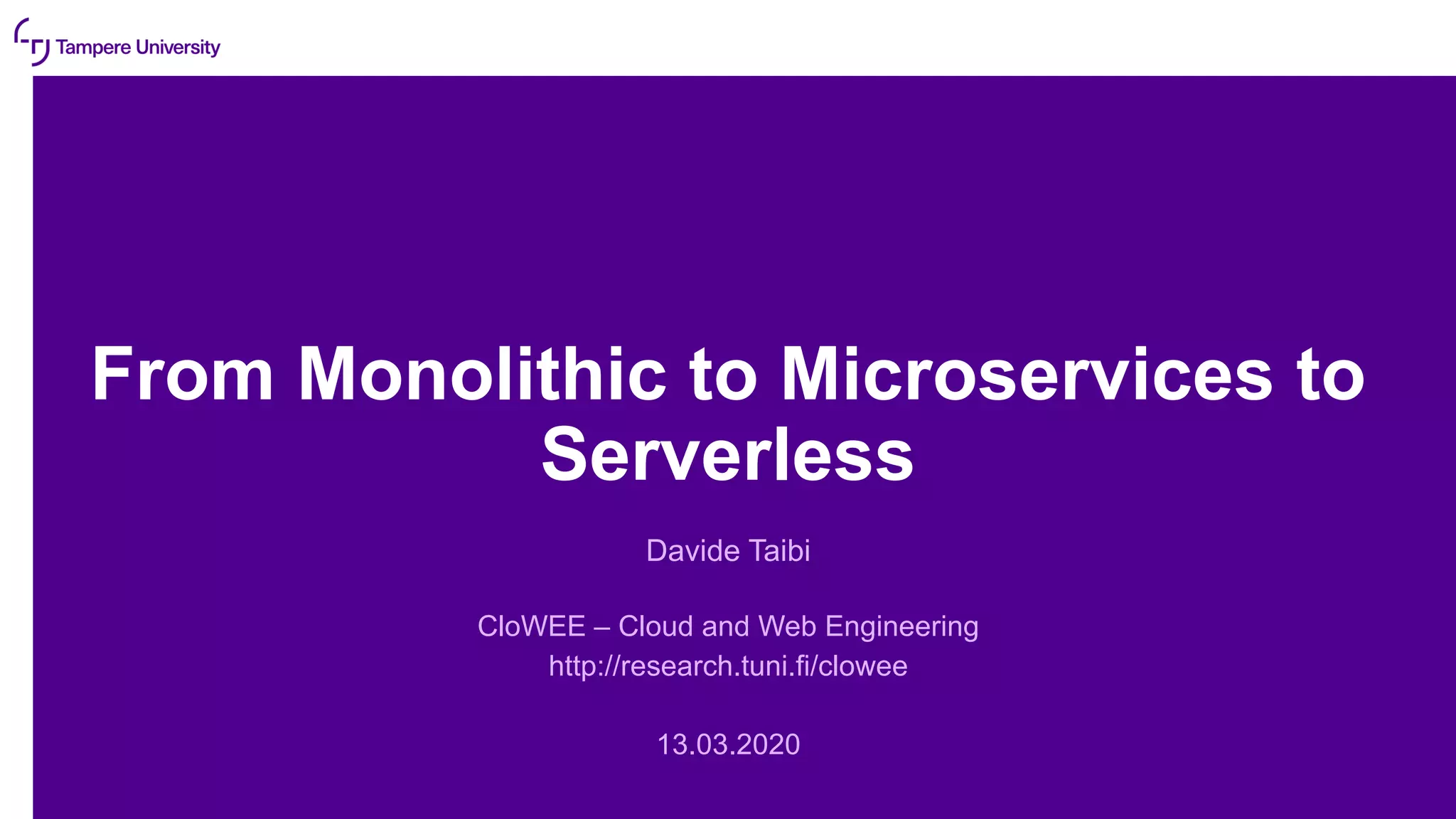 From monolithic to microservices to serverless | PPT