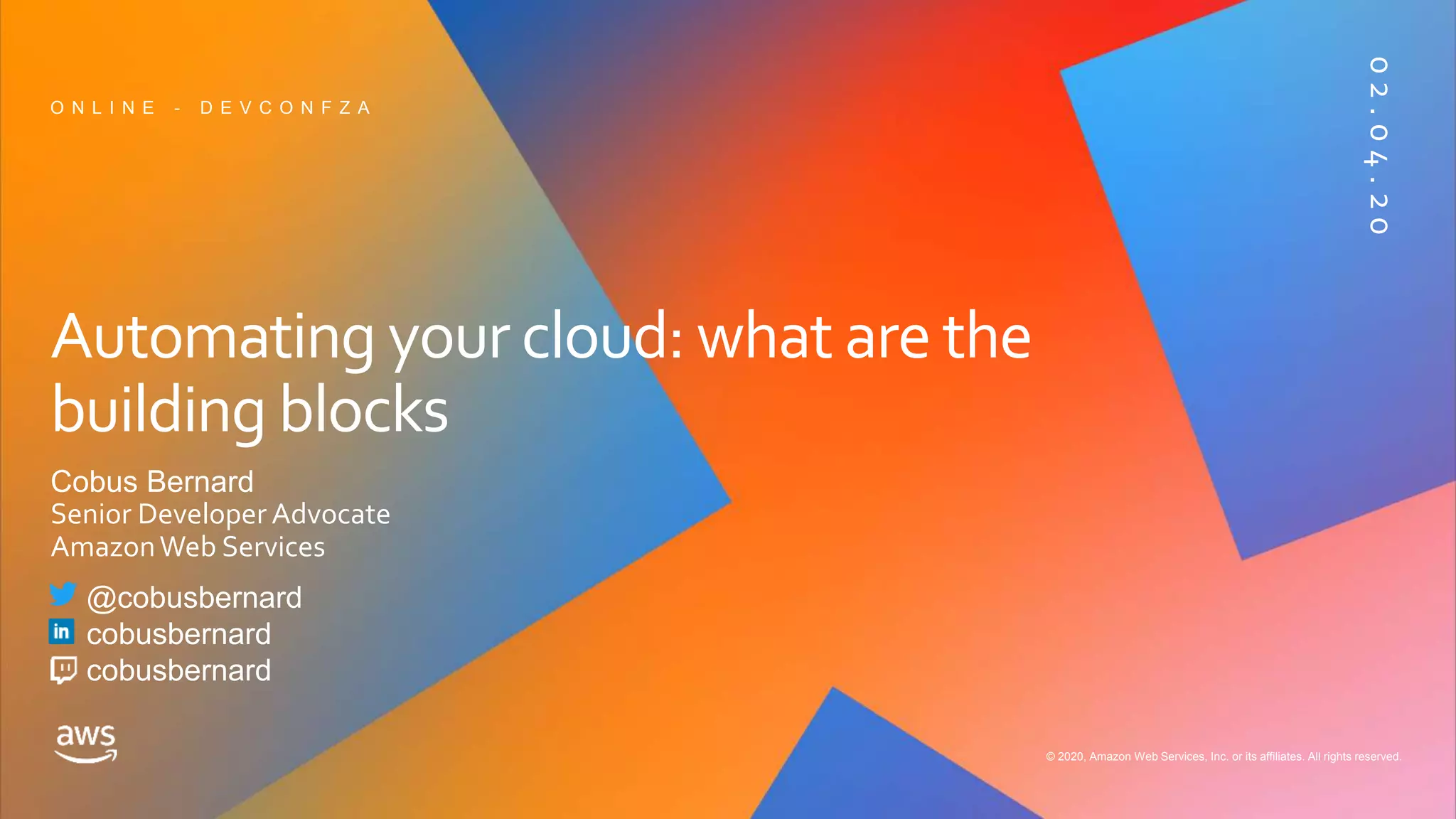 DevConfZA 2020 : Automating your cloud: What are the building blocks | PPT