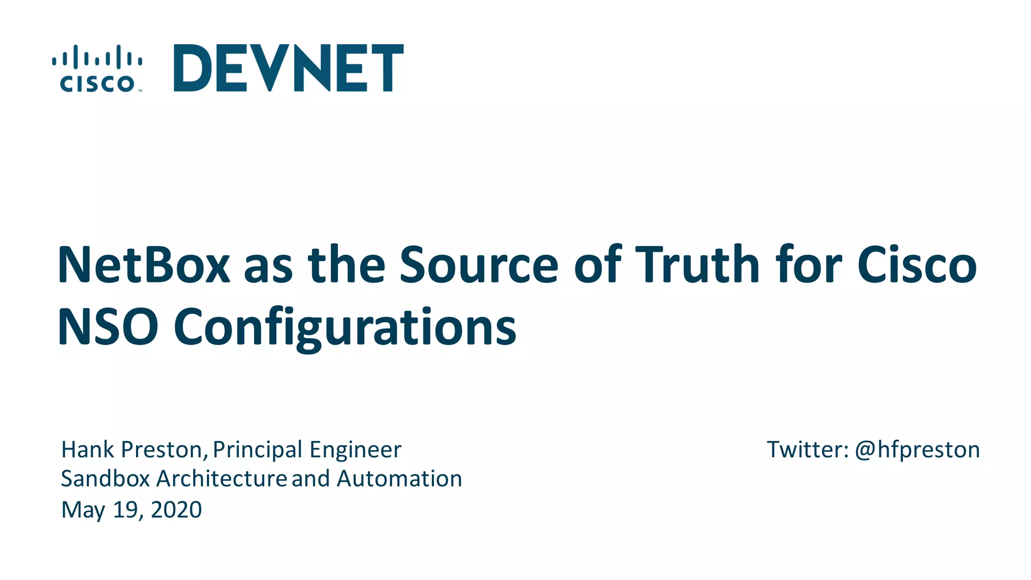 NetBox as the Source of Truth for Cisco NSO Configurations | PDF