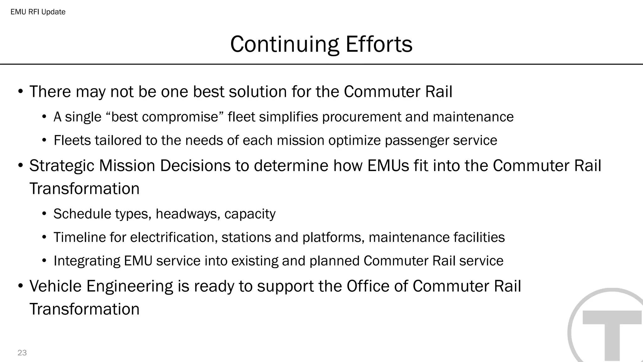 MBTA Electric Multiple Units RFI Update | PDF