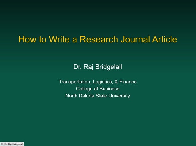 How to Write a Research Journal Article | PPT