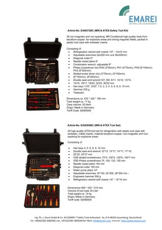 Non-Magnetic Tools - MRI Tool Kits - MRI Tool Sets - MRI Hand tools ...