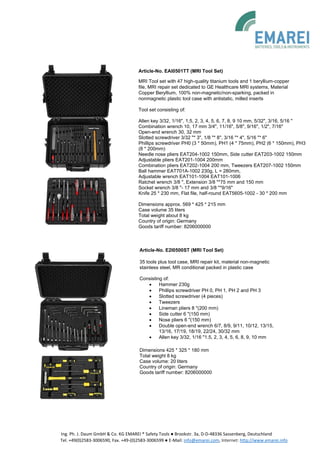 Non-Magnetic Tools - MRI Tool Kits - MRI Tool Sets - MRI Hand tools ...
