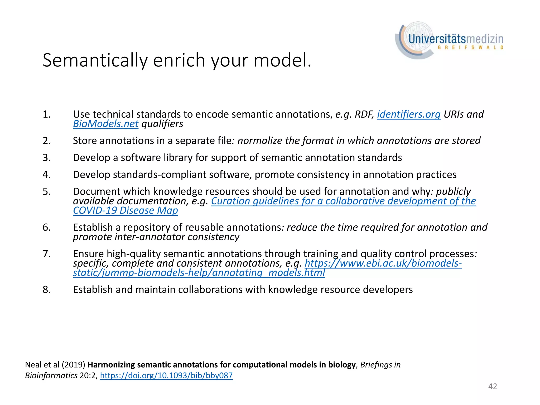 COMBINE standards & tools: Getting model management right | PPT
