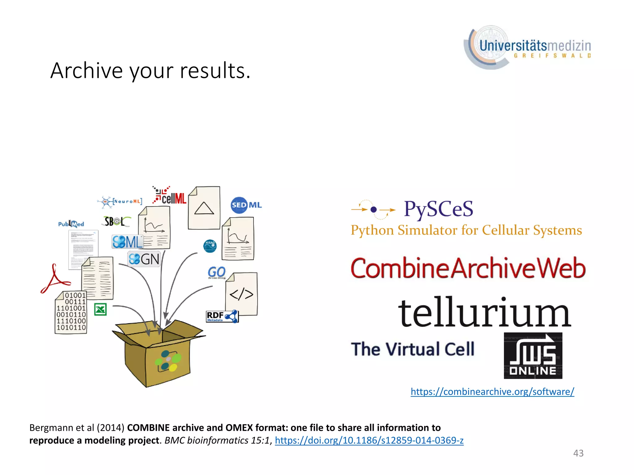 COMBINE standards & tools: Getting model management right | PPT