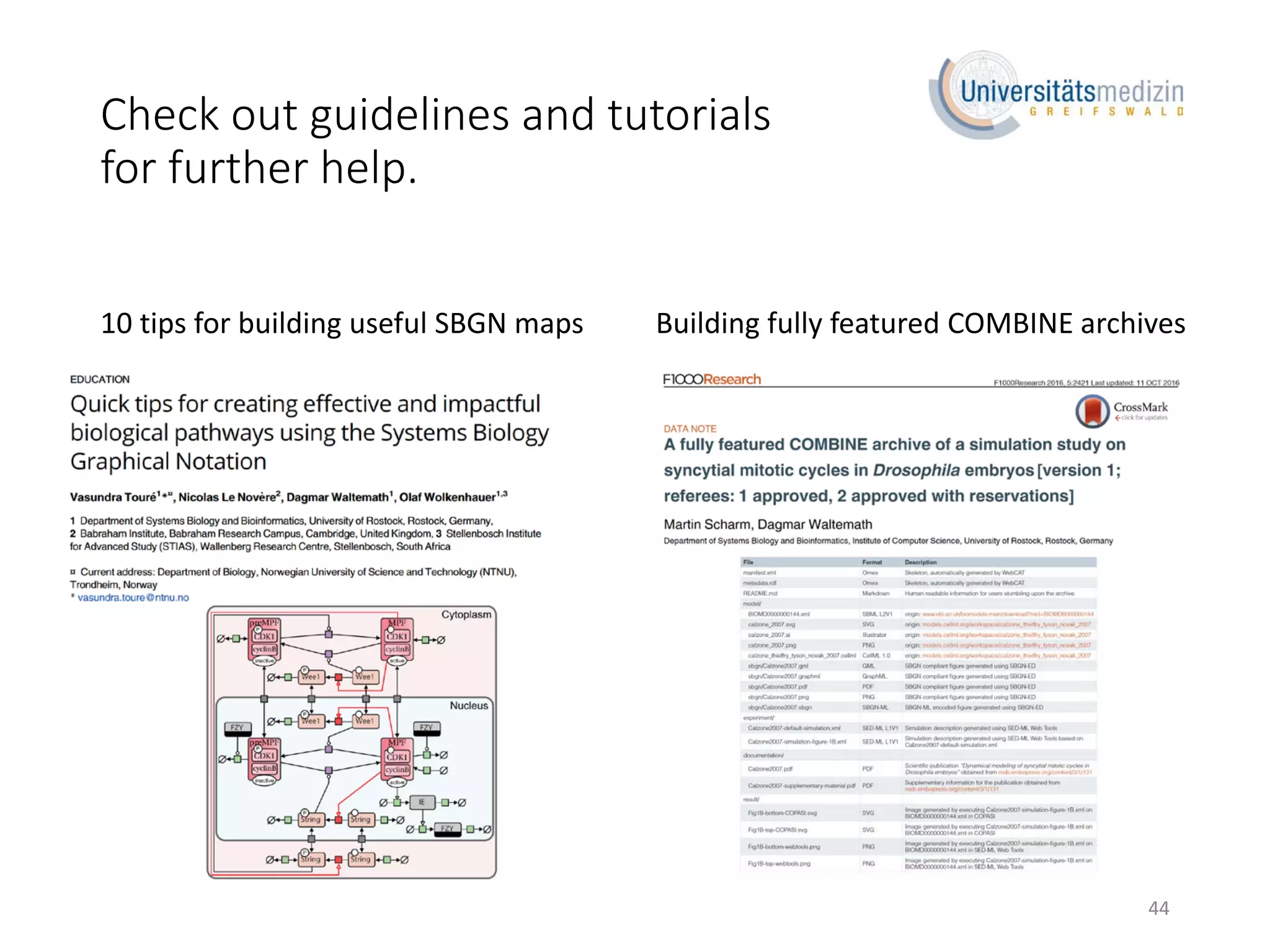 COMBINE standards & tools: Getting model management right | PPT