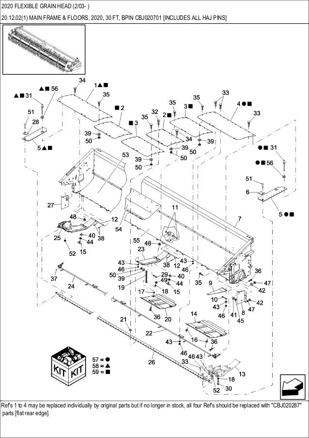 CASE 2020 Flexible grain head parts catalog