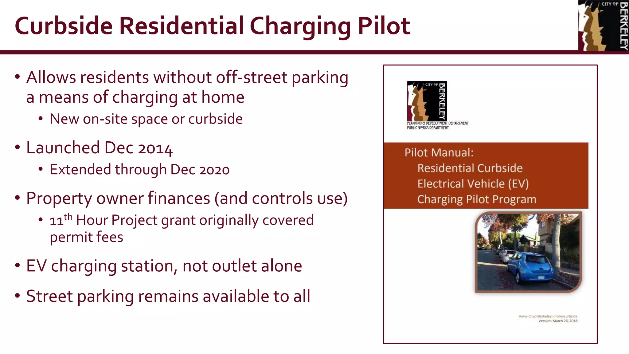 Berkeley Residential Curbside EV Charging Pilot Program by Sarah Moore ...