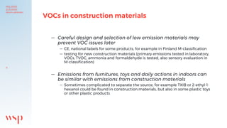Dr Jenni Lehtinen - VOC emissions from different construction materials ...