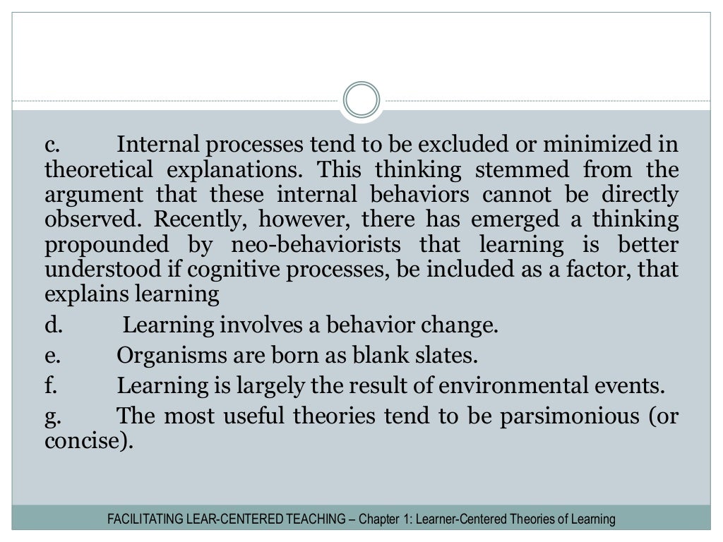 FLCT - Chapter 1 - Learner-Centered Theories of Learning | PPT