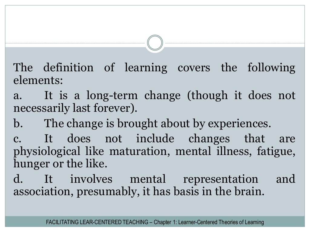 FLCT - Chapter 1 - Learner-Centered Theories of Learning | PPTX