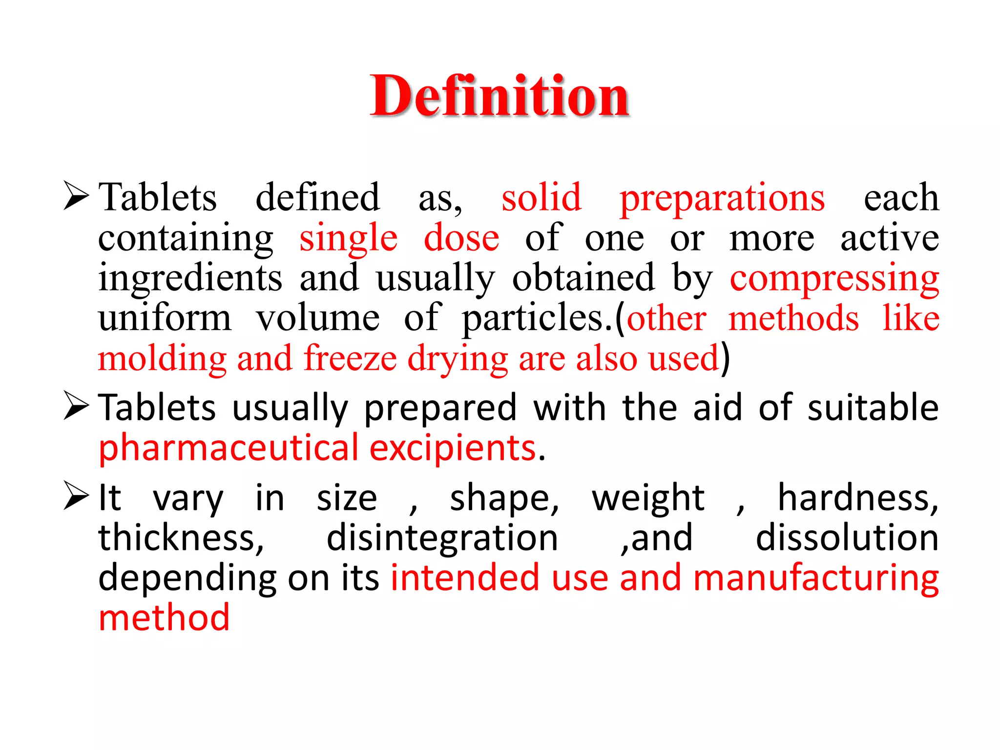 Oral Solid Dosage Forms(Tablets) | PPTX