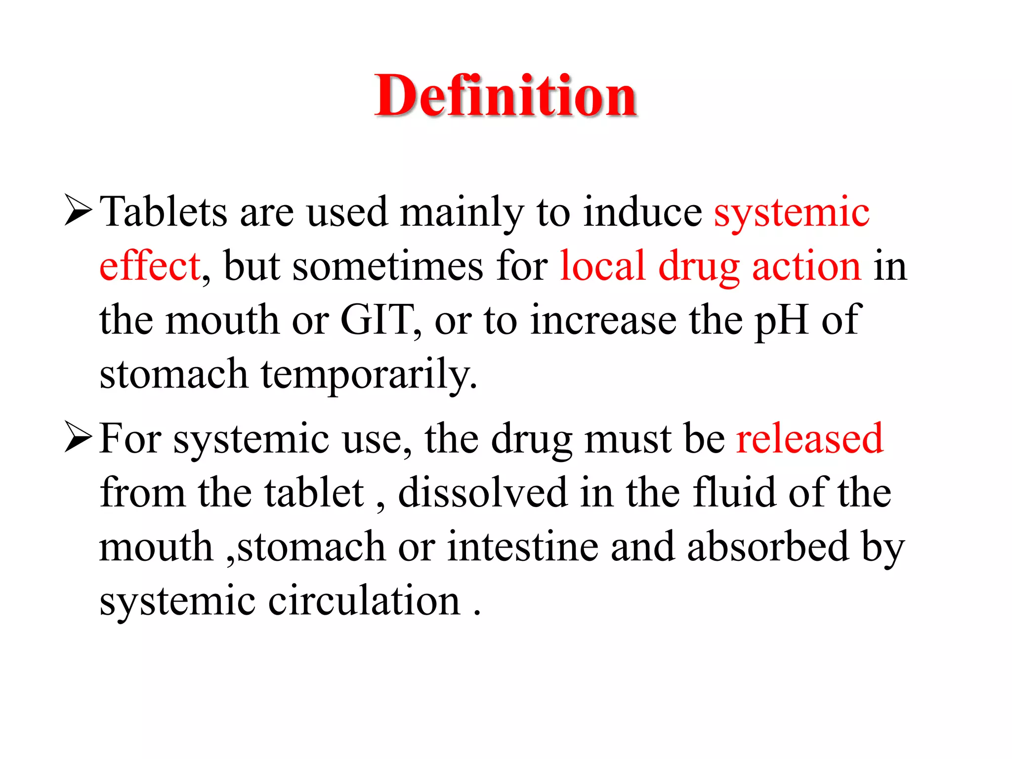 Oral Solid Dosage Forms(Tablets) | PPTX