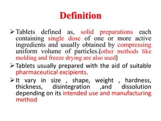 Oral Solid Dosage Forms(Tablets) | PPTX