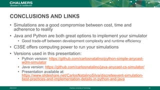 Discrete-event simulation: best practices and implementation details in Python and Java | PPT