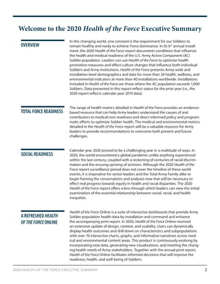 2020 Army Health of the Force EXSUM | PDF