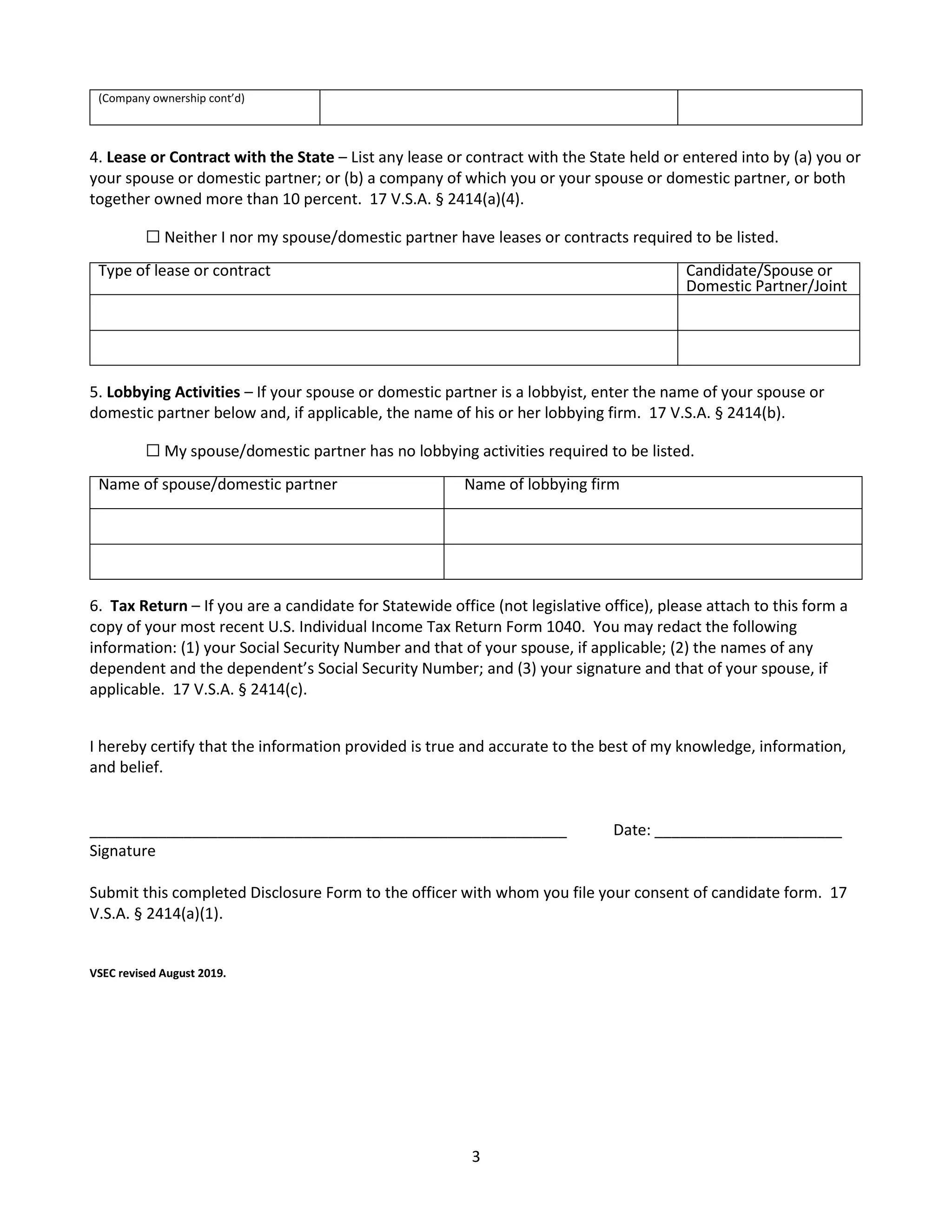 Vermont 2020 Independent Candidate Signature | PDF