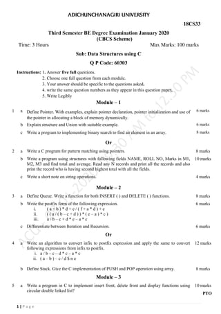 3rd Semester Computer Science and Engineering (ACU) Question papers | PDF