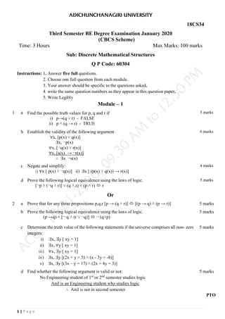 3rd Semester Computer Science and Engineering (ACU) Question papers | PDF