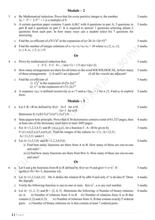 3rd Semester Computer Science and Engineering (ACU) Question papers | PDF