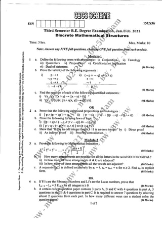 3rd Semester Computer Science and Engineering (ACU) Question papers | PDF