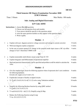 3rd Semester Computer Science and Engineering (ACU) Question papers | PDF | Physics | Science