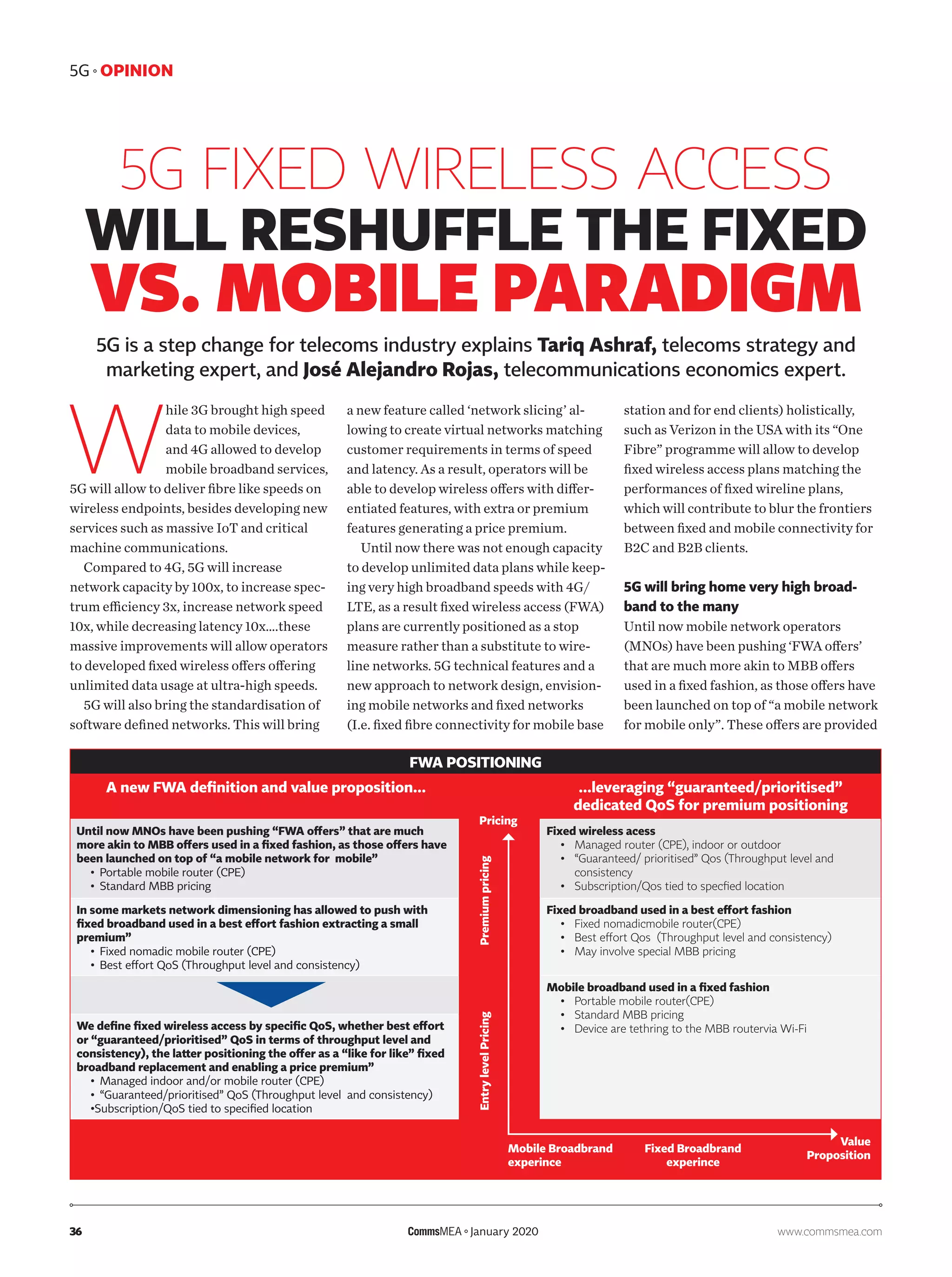 Jan 2020 CommsMEA - 5G fixed wireless access will reshuffle the fixed vs. mobile paradigm | PDF
