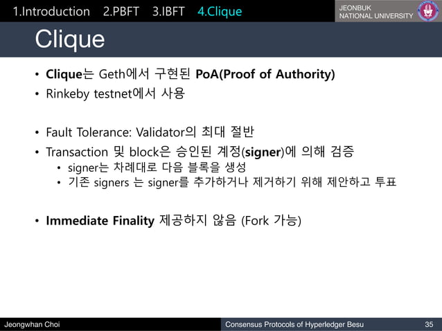 Consensus Protocols of Hyperledger Besu: IBFT2.0 & Clique | PDF