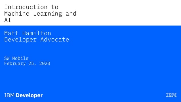 Intro to Machine Learning and AI | PPT