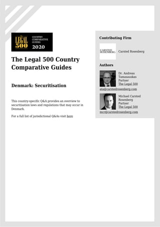 Securitisation law in Denmark | PDF | Home Financing | Personal Debt