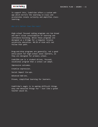 My 1-Day Coding EdTech Business Plan - Feedback Welcome | PDF