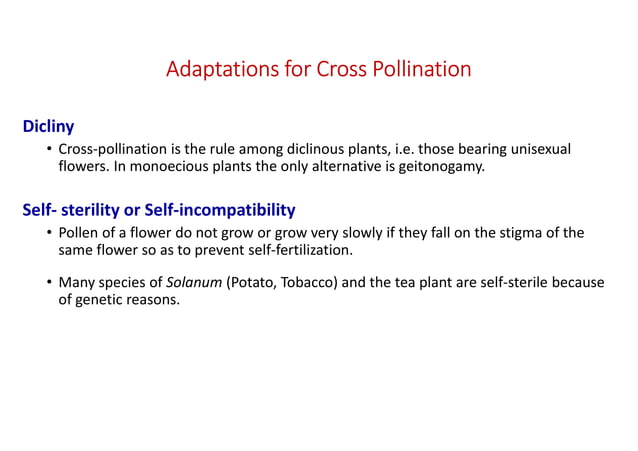 Pollination, types, adaptations for self and cross .pdf Pollination, types, adaptations for self and cross .pdf