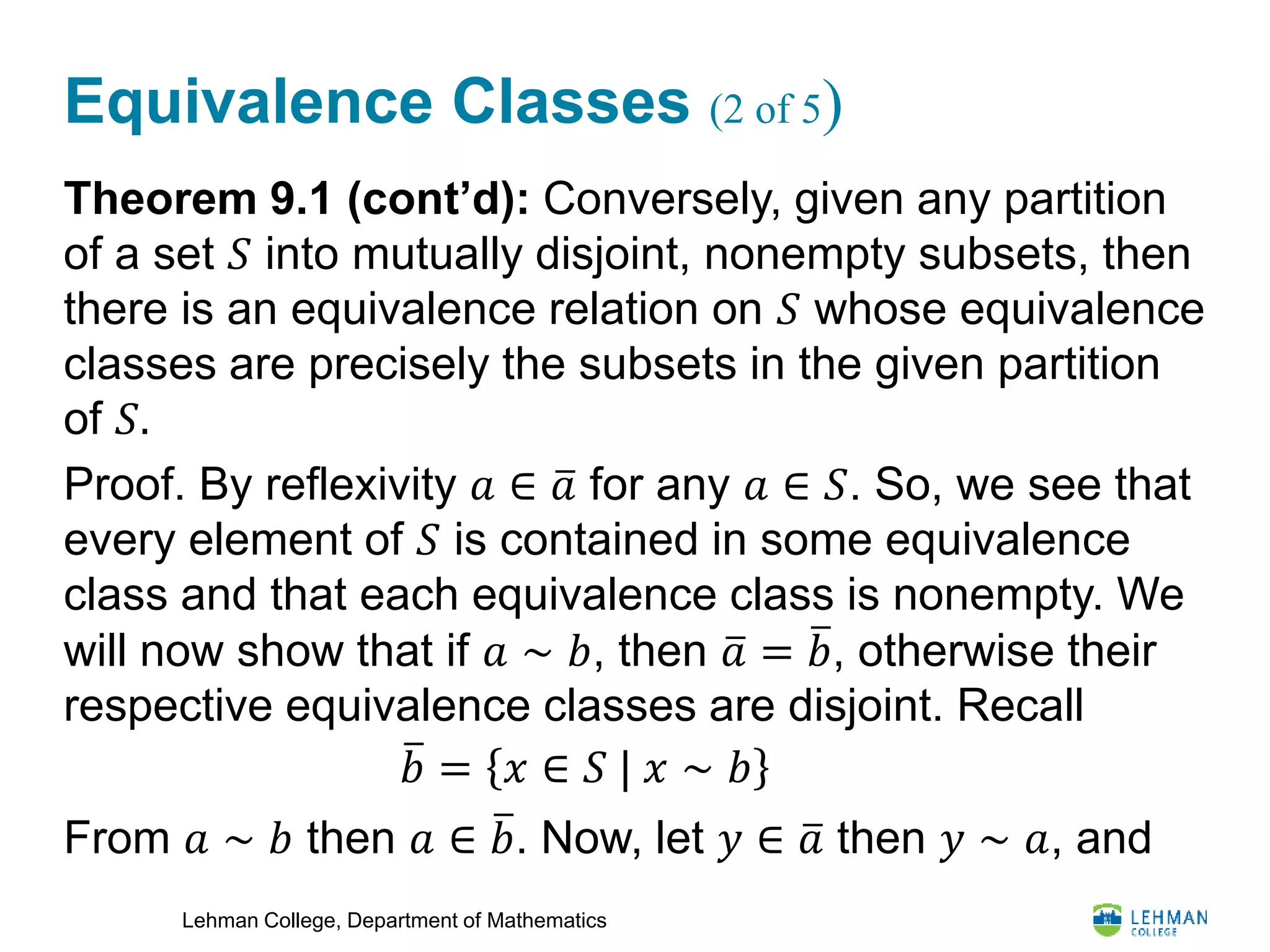 Section 9: Equivalence Relations & Cosets | PPTX
