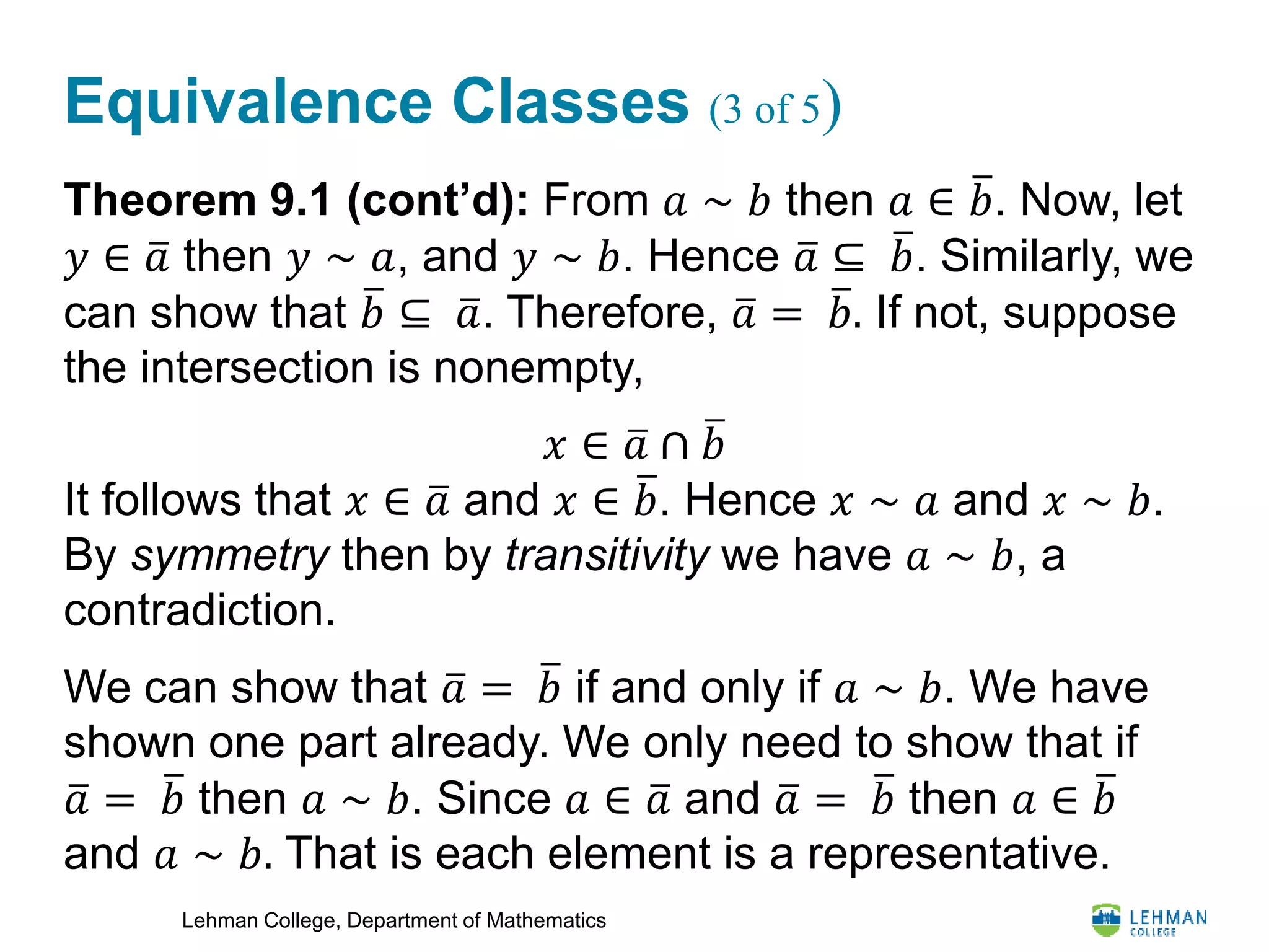 Section 9: Equivalence Relations & Cosets | PPTX