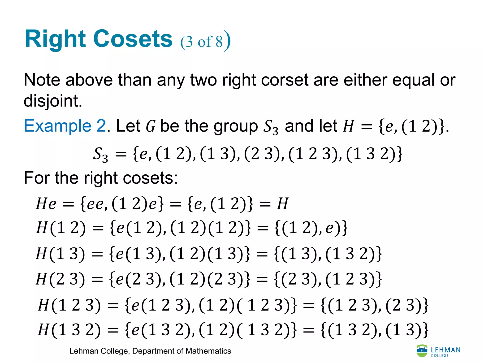 Section 9: Equivalence Relations & Cosets | PPTX