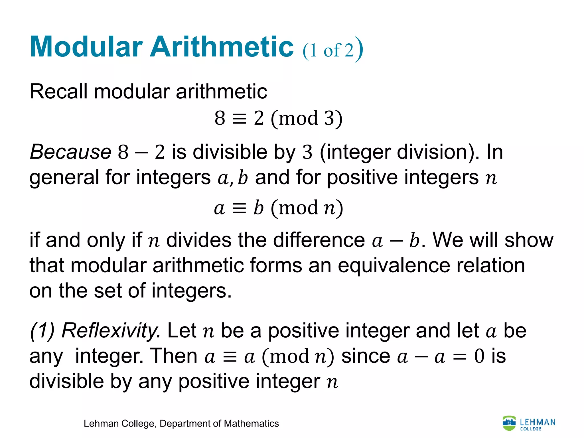 Section 9: Equivalence Relations & Cosets | PPTX