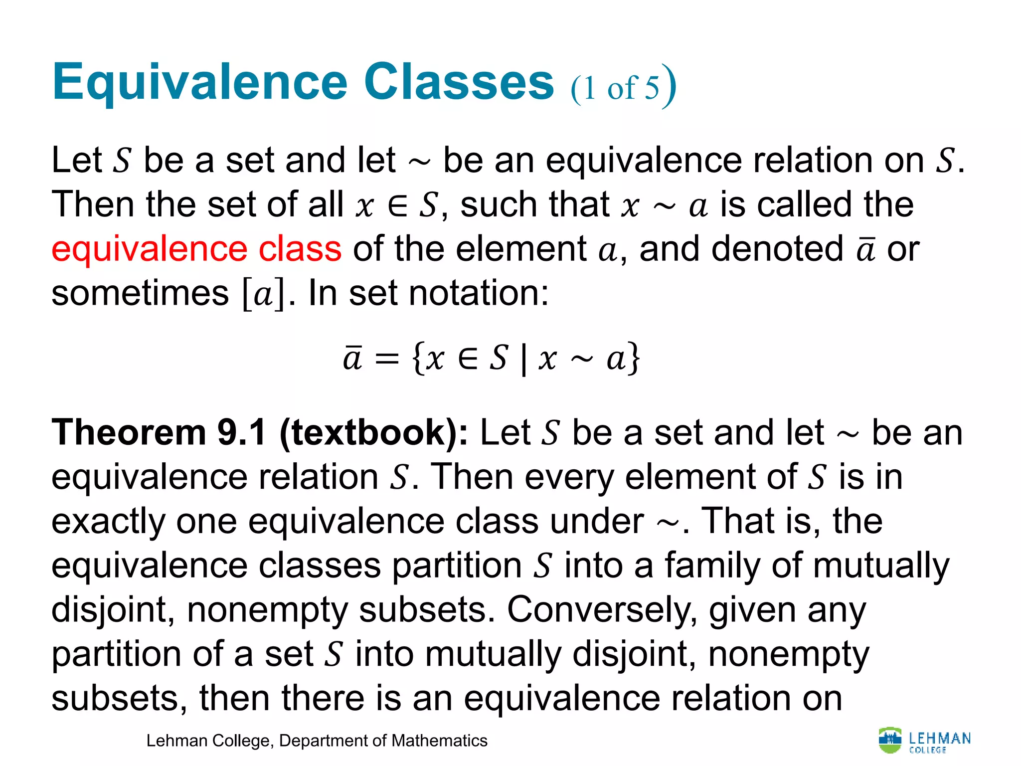 Section 9: Equivalence Relations & Cosets | PPTX