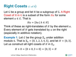 Section 9: Equivalence Relations & Cosets | PPTX