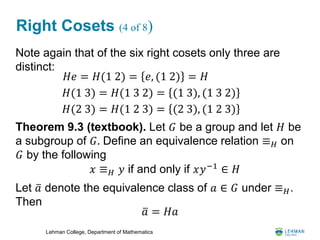 Section 9: Equivalence Relations & Cosets | PPTX