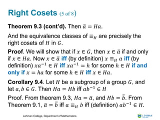 Section 9: Equivalence Relations & Cosets | PPTX