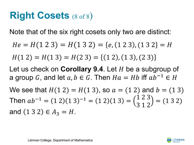 Section 9: Equivalence Relations & Cosets | PPTX | Maps & Navigation