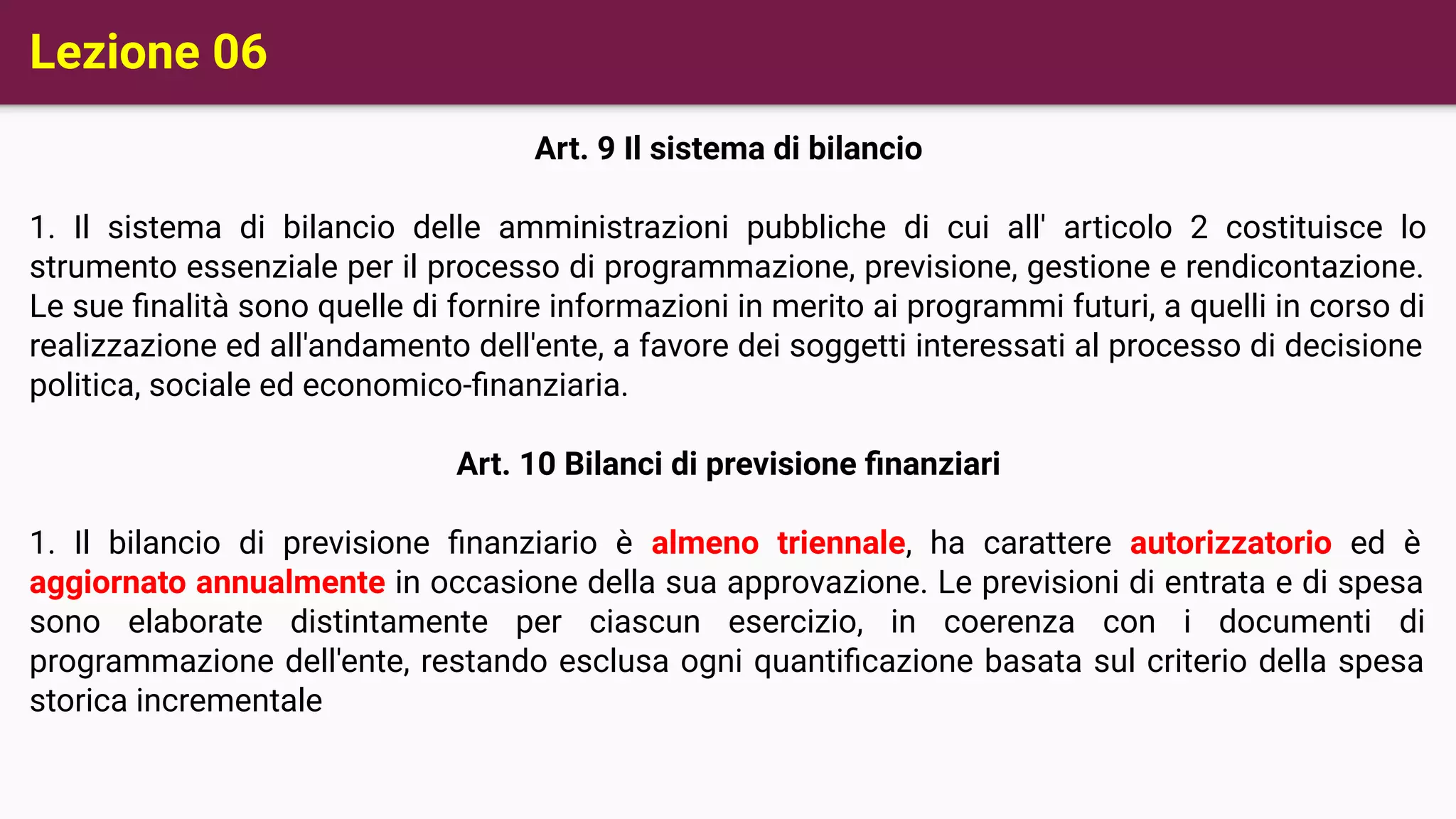 Lezione n. 06 - Contabilità pubblica (programmazione finanziaria ...