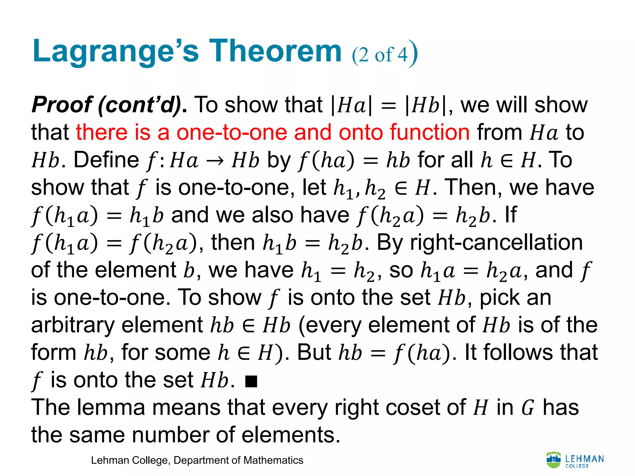 Section 10: Lagrange's Theorem | PPTX