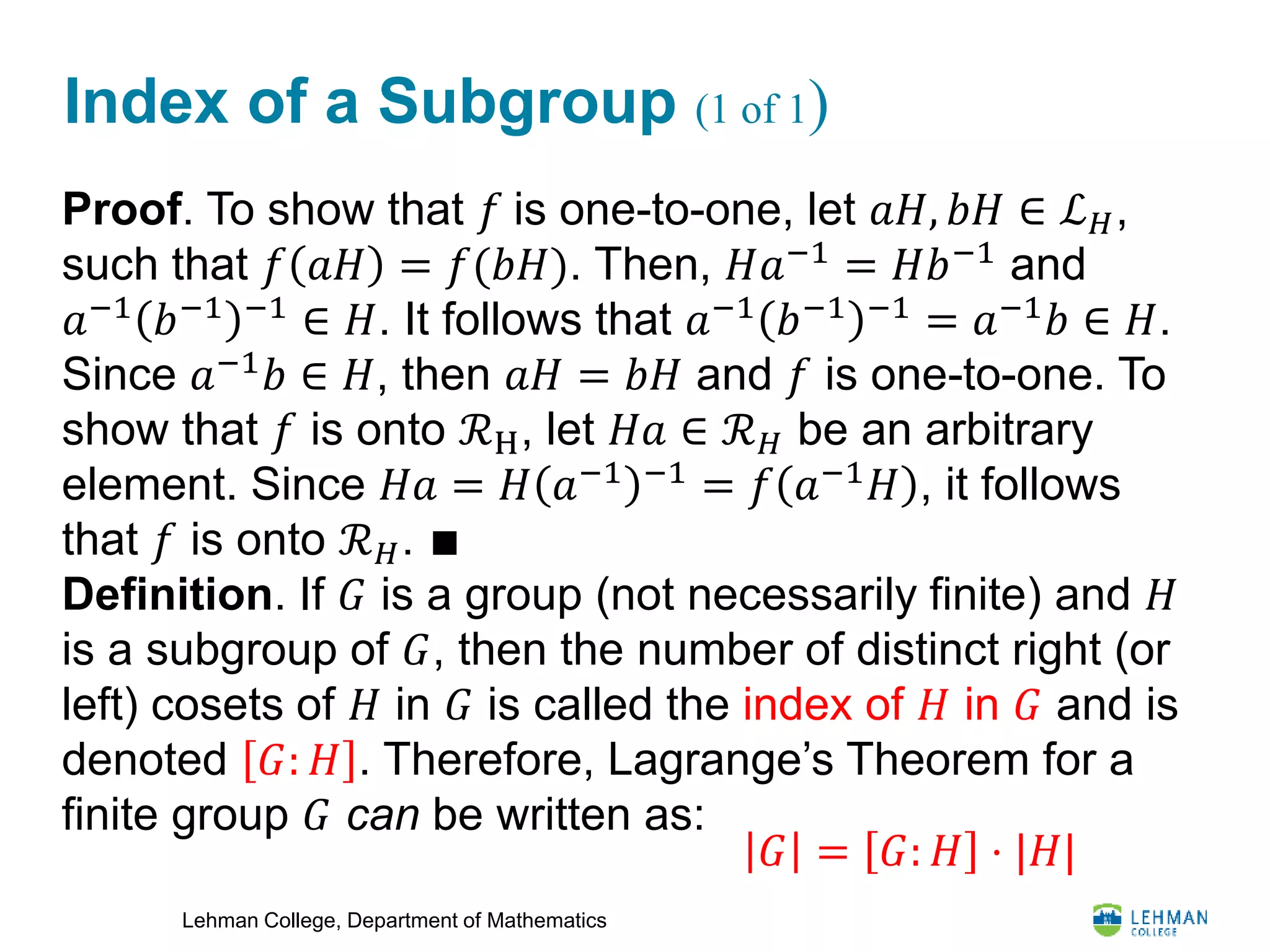 Section 10: Lagrange's Theorem | PPTX